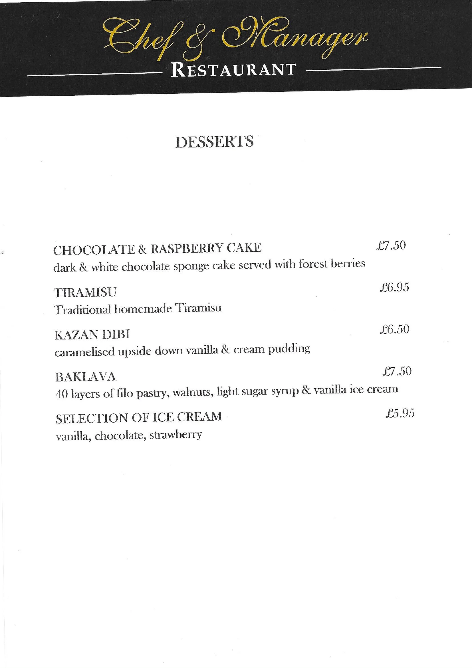 Menus — Chef & Manager