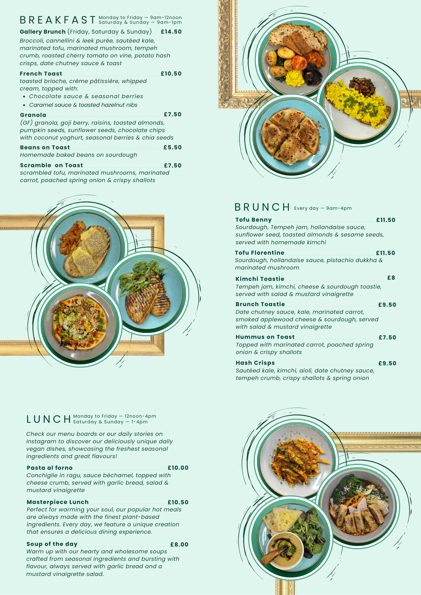 The Gallery Café Menu | Award-winning vegan cafe & restaurant in east ...