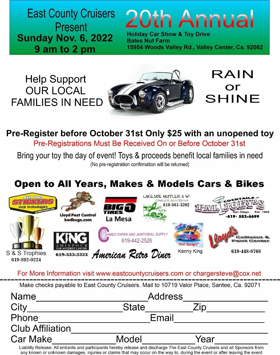 ** ECC Holiday Toy Drive & Car Show | Nov. 6th — San Diego Association ...