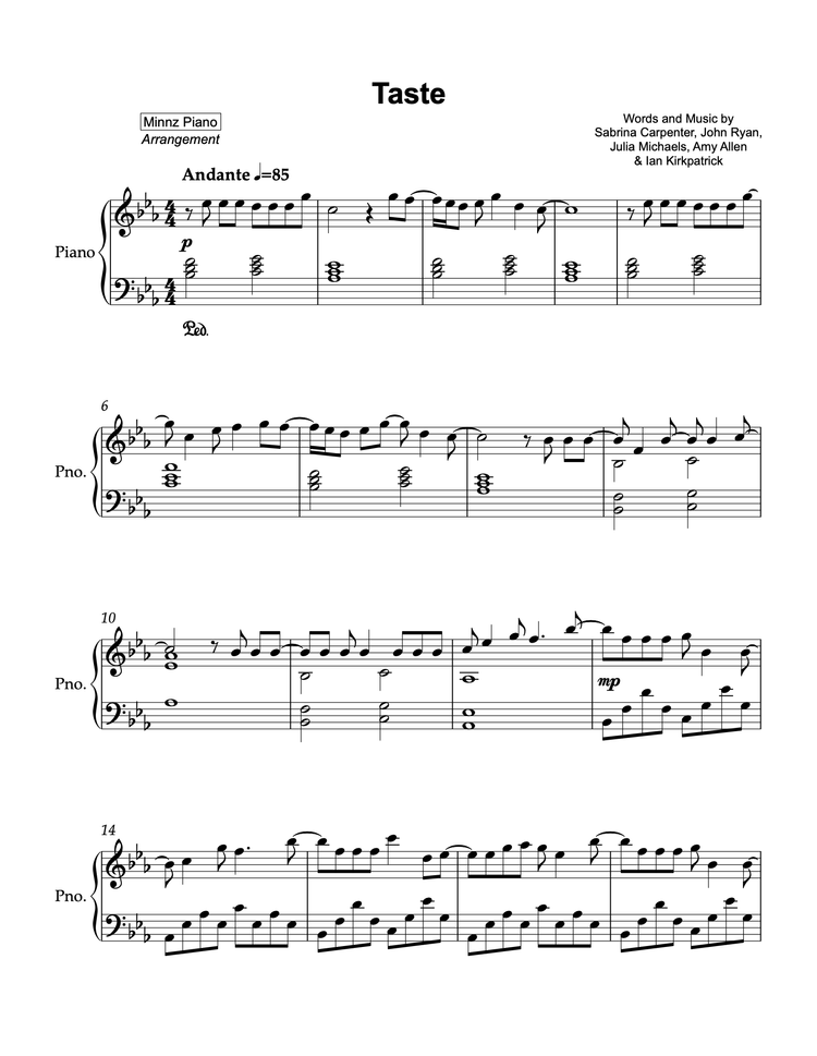 Sheet Music — Minnz Piano