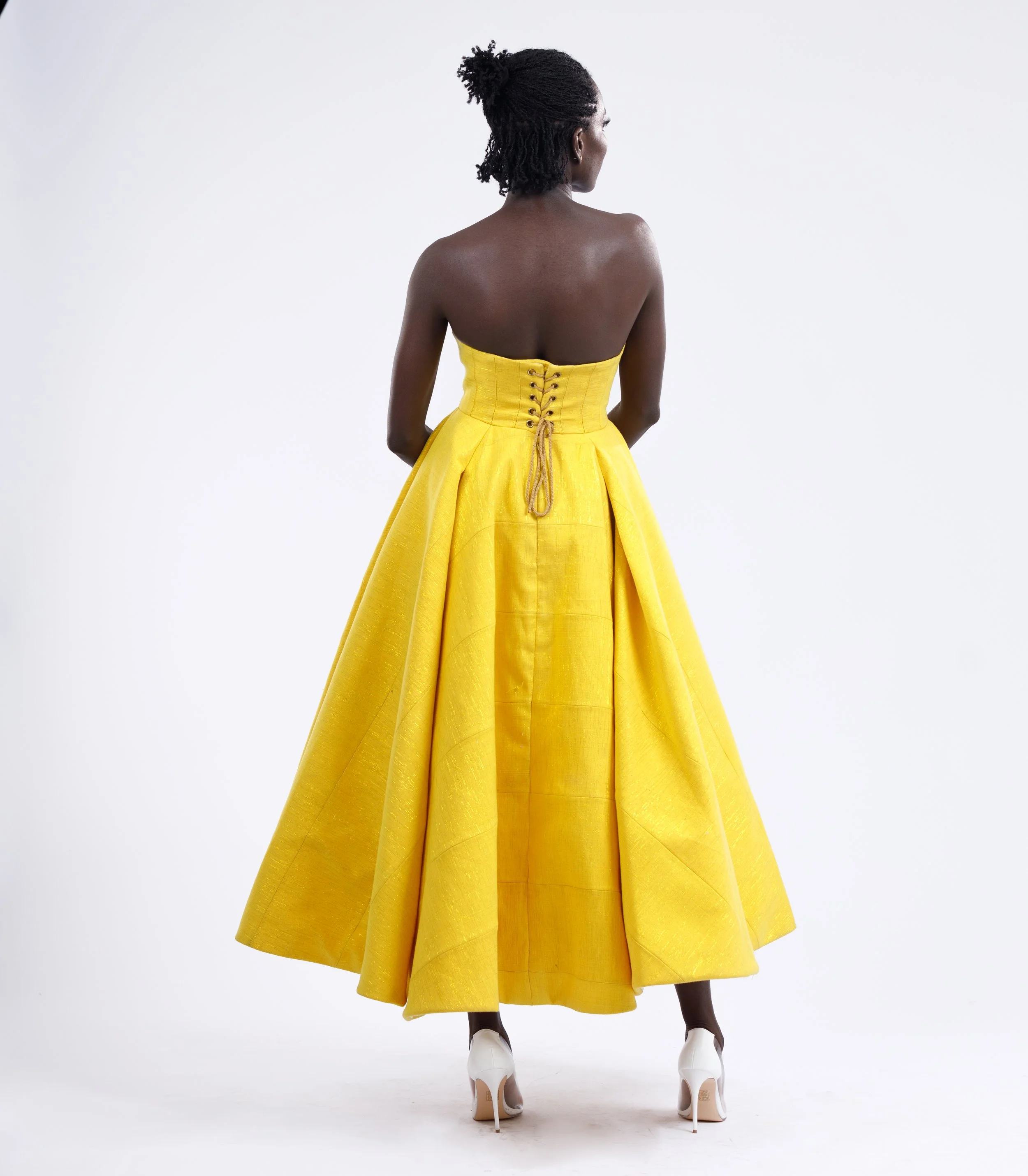 Strapless Corseted Kente Midi Dress — Ilorm