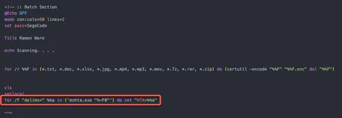Exploring Ransomware Samples Written As Windows Batch File / HTA ...