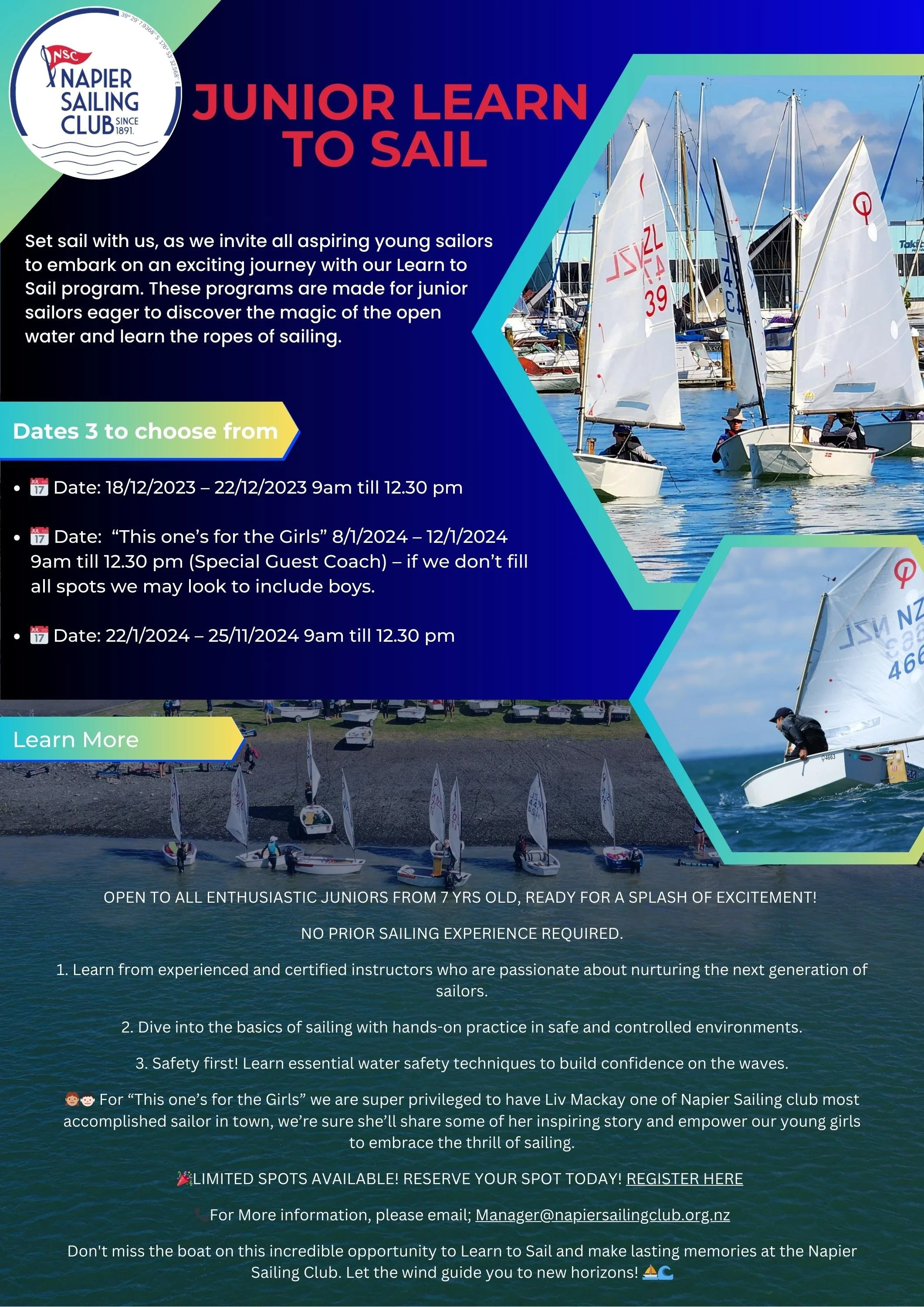 Junior Learn to Sail — Napier Sailing Club