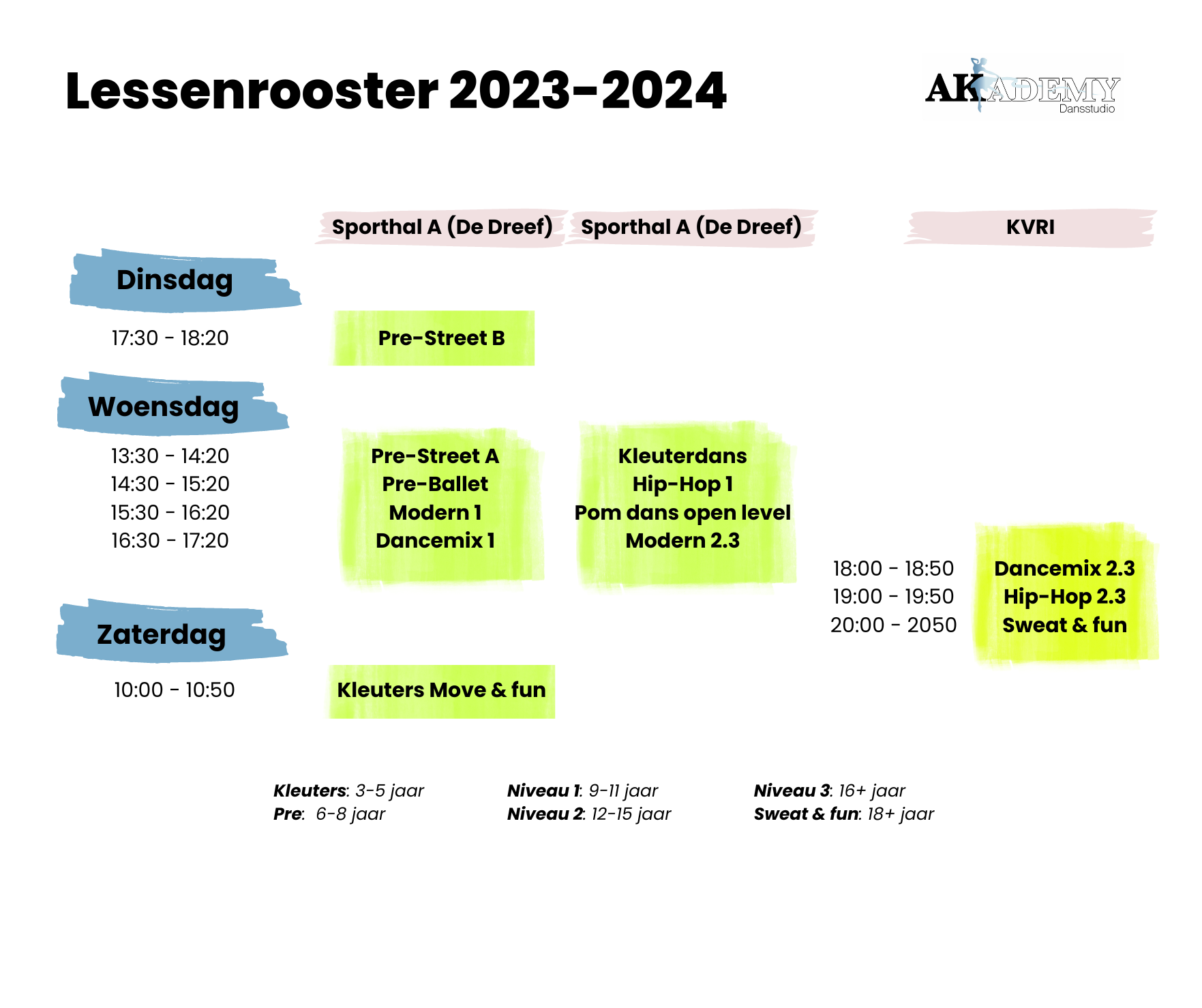 Lessenrooster — AKademy Dansstudio