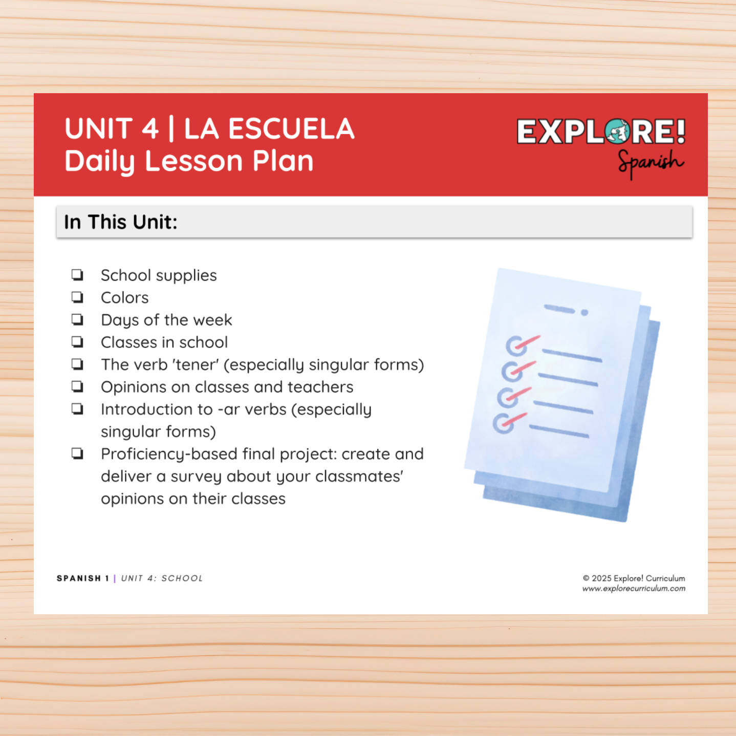 Spanish 1 | Unit 4: La Escuela — Explore! Curriculum