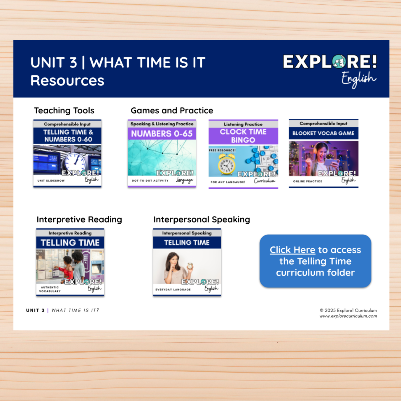 English / ESL | Telling Time Bundle — Explore! Curriculum
