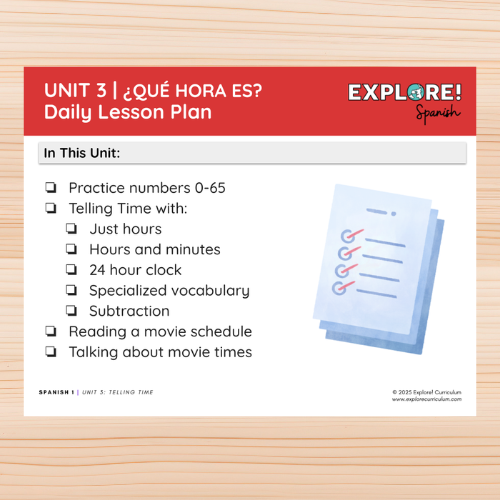 Spanish 1 | Unit 3: Telling Time and Numbers 0-60 (1-week unit ...