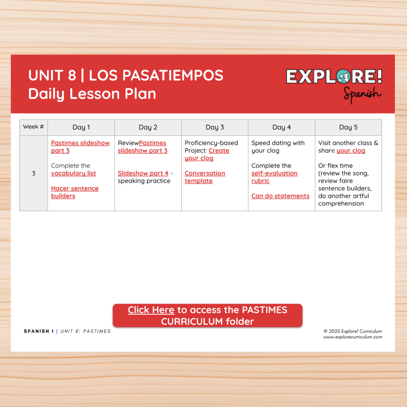 Spanish 1 | Unit 8: Los Pasatiempos — Explore! Curriculum