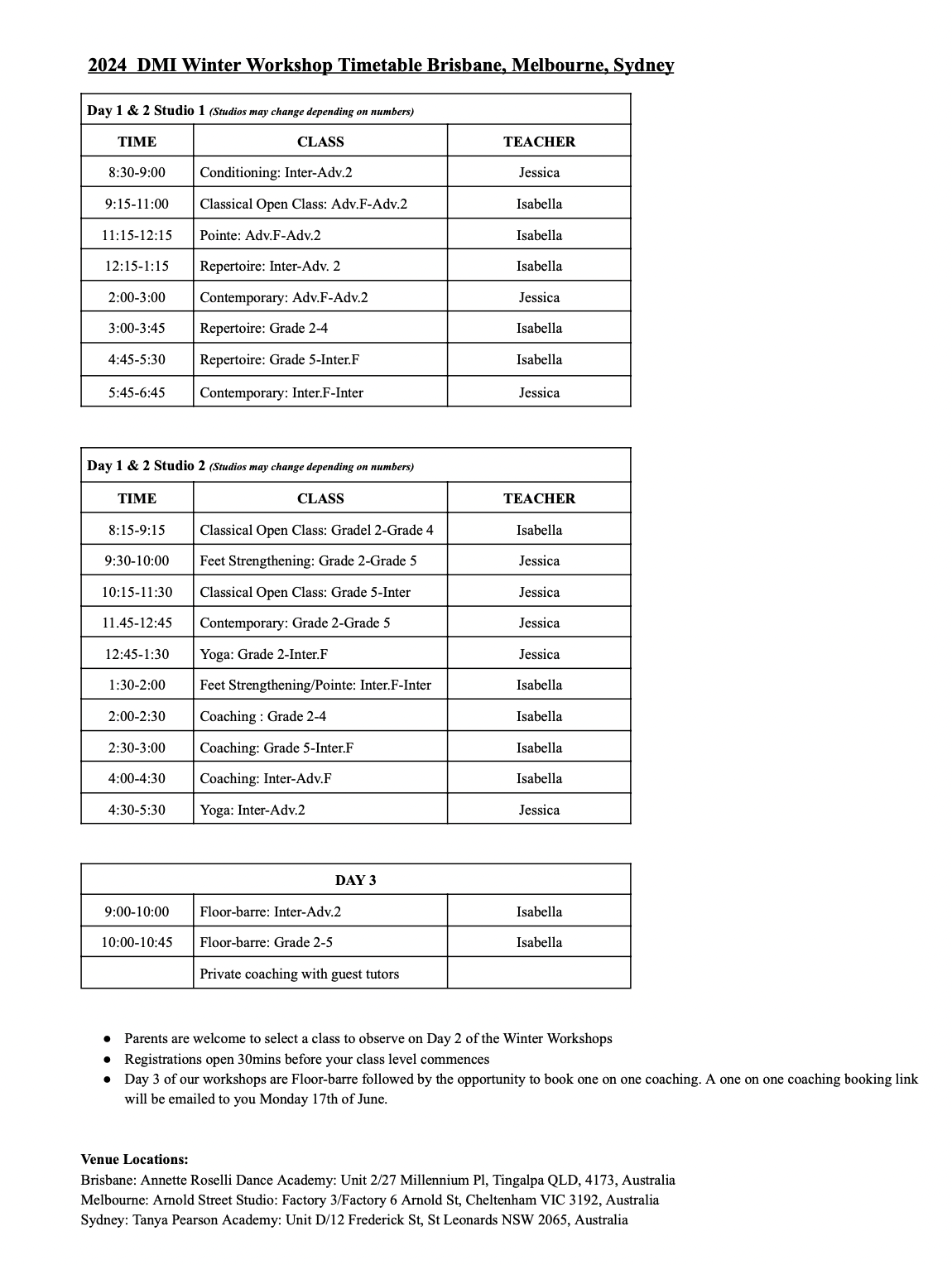 General 1 — Dance Masters International