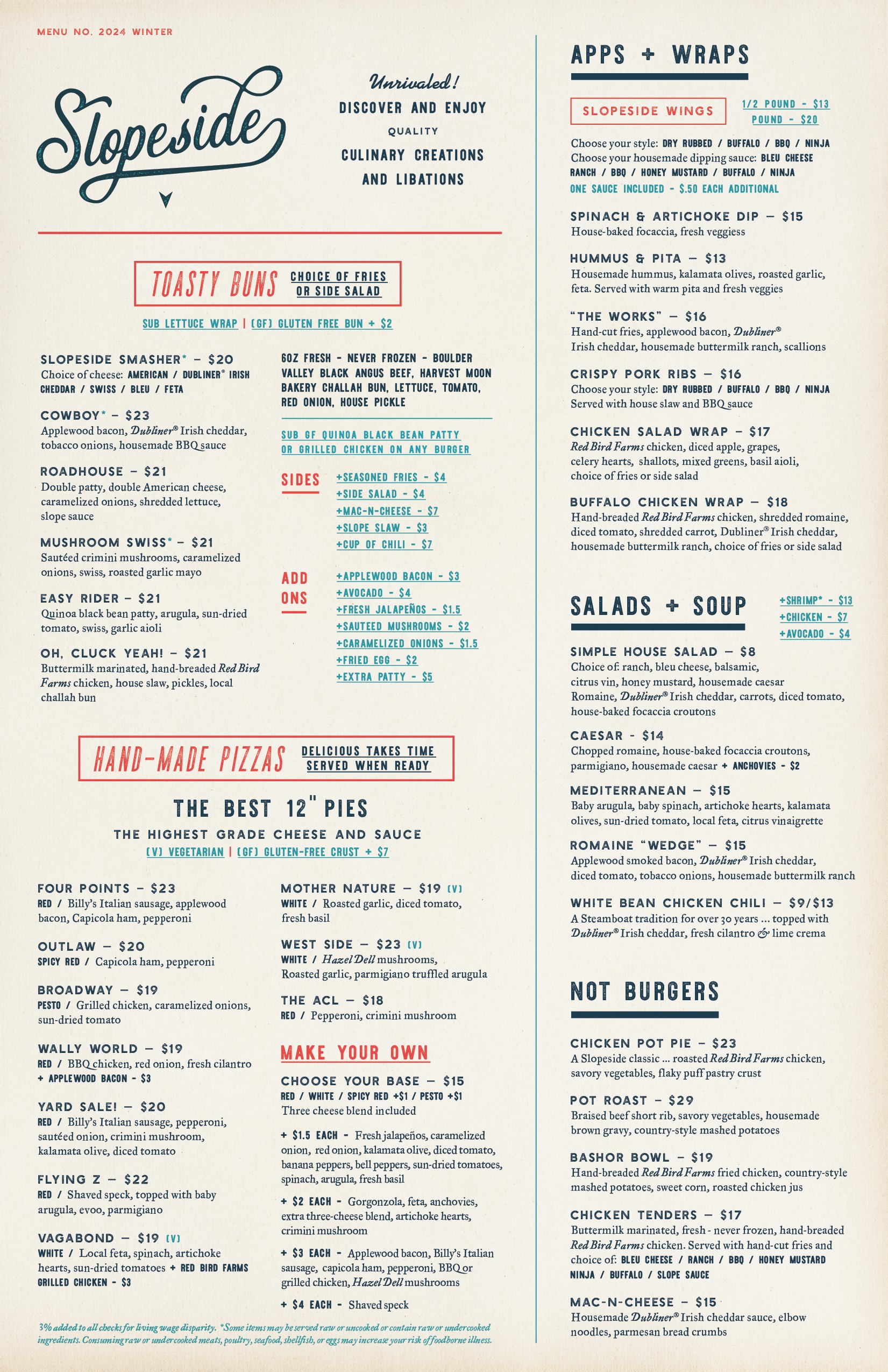 Menu — Slopeside Steamboat