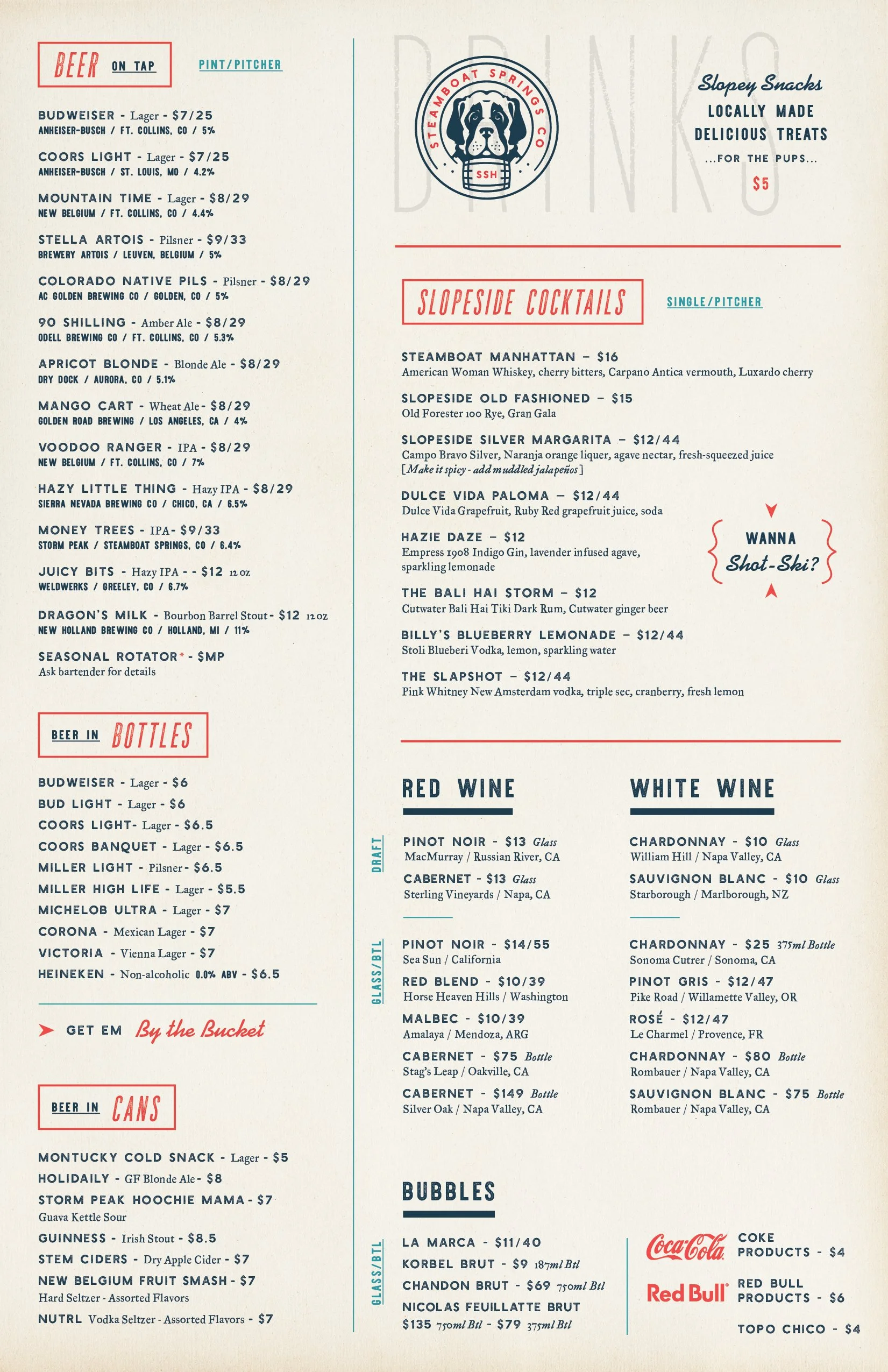Menu — Slopeside Steamboat