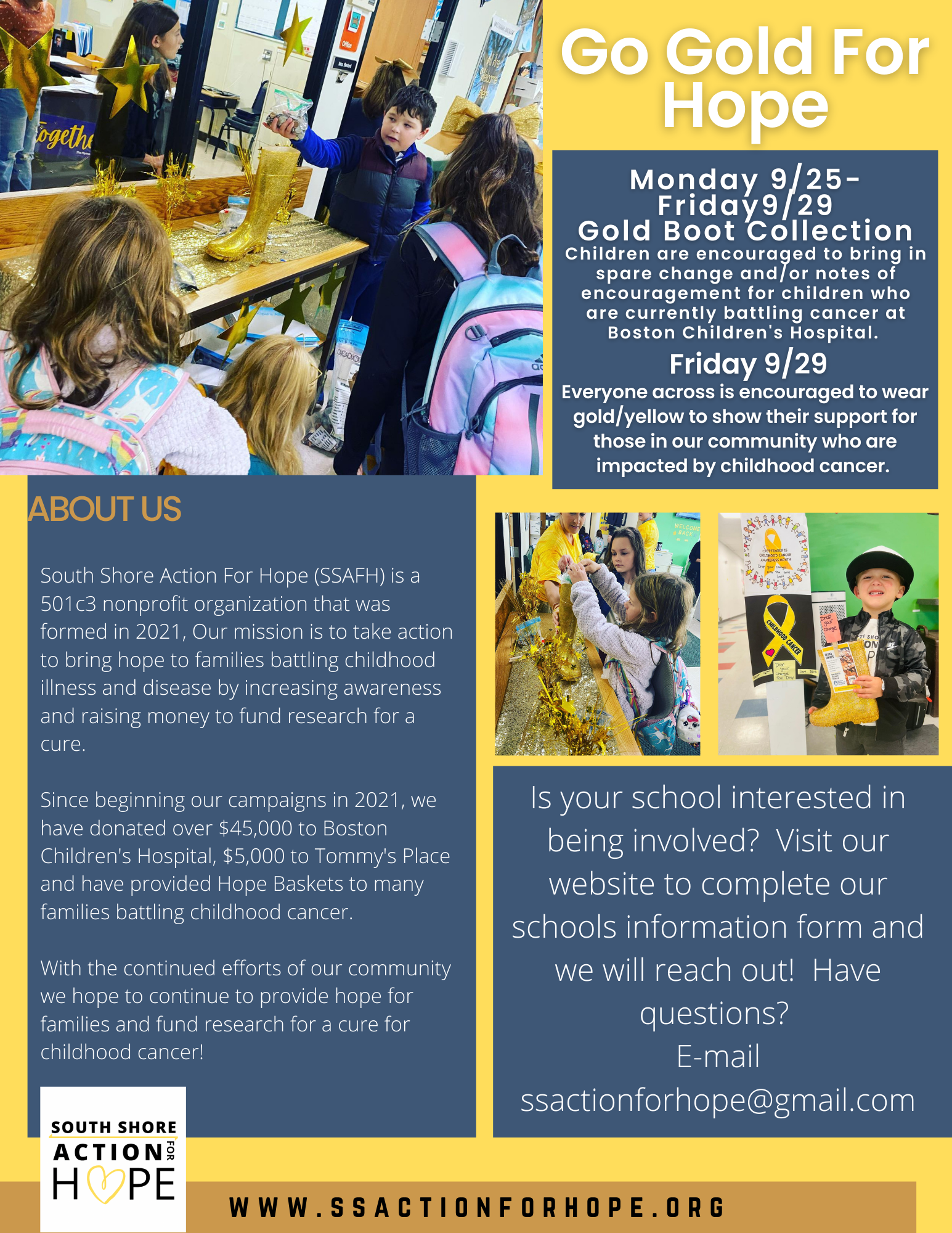 Go Gold For Hope at local schools — South Shore Action For Hope