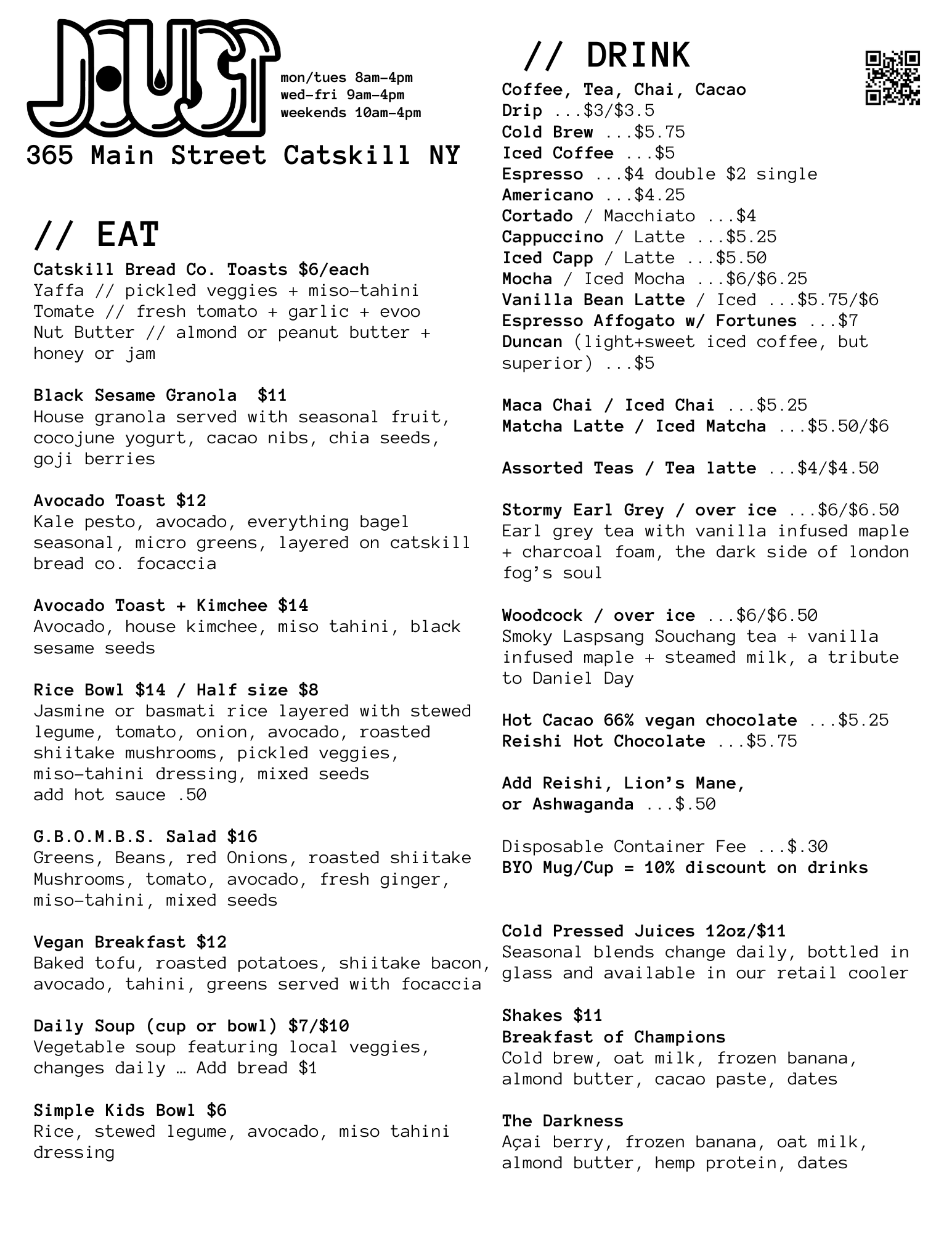 Cafe Joust - Catskill, NY's Best Vegan & Vegetarian Dining, Coffee, and ...
