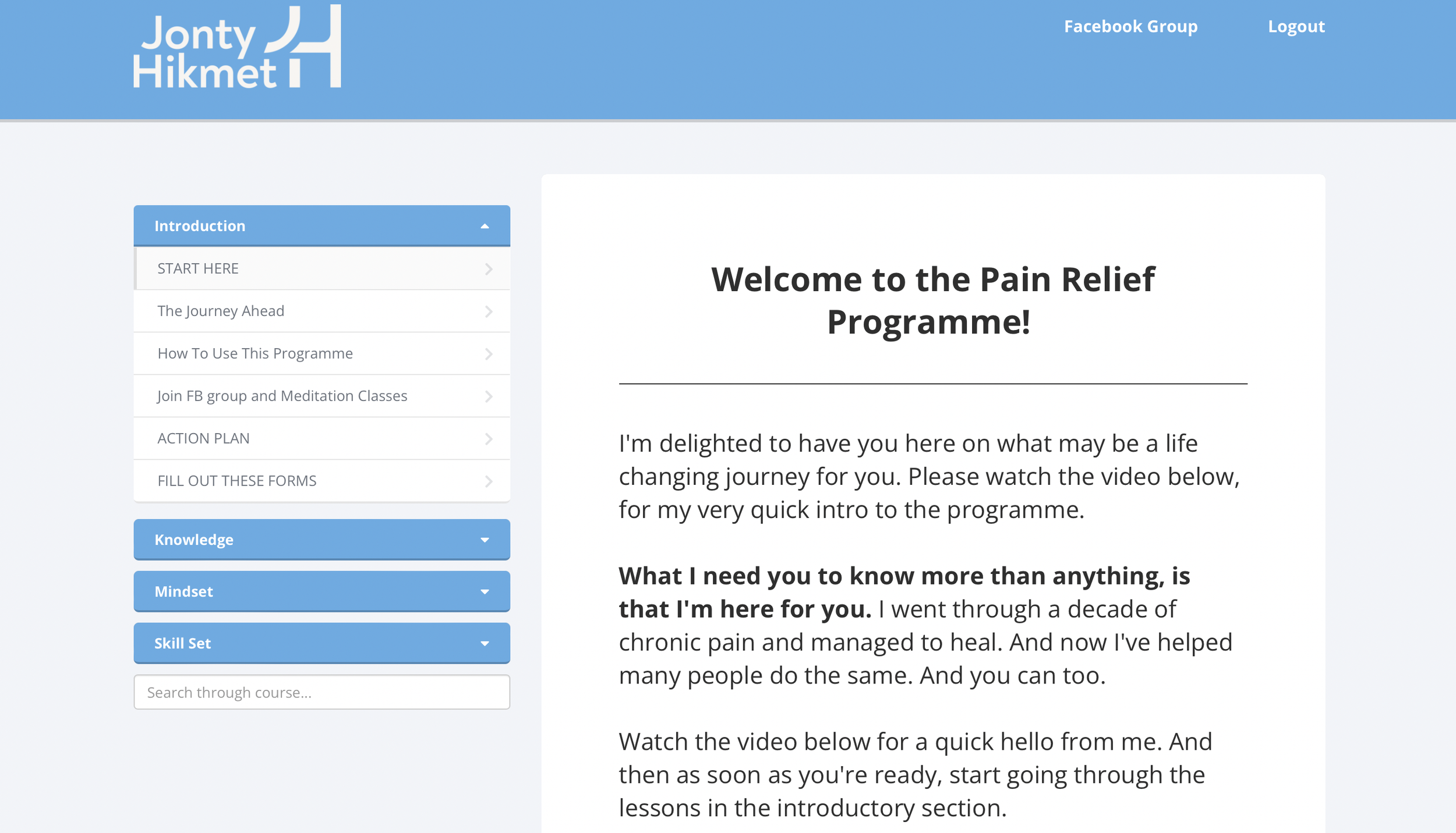 The Online Pain Relief Programme