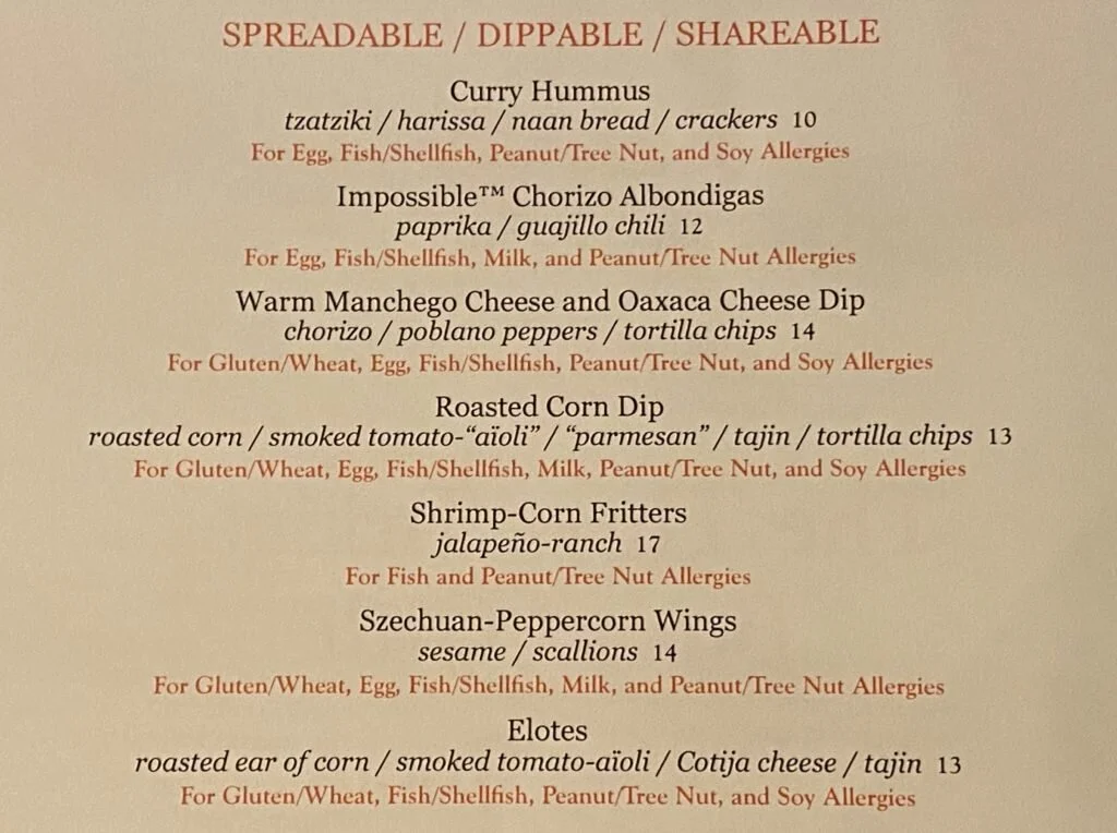 Three Bridges Bar & Grill Allergy-Friendly Dinner Menu — Gluten Free ...