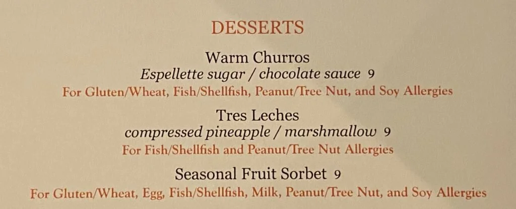 Three Bridges Bar & Grill Allergy-Friendly Dinner Menu — Gluten Free ...