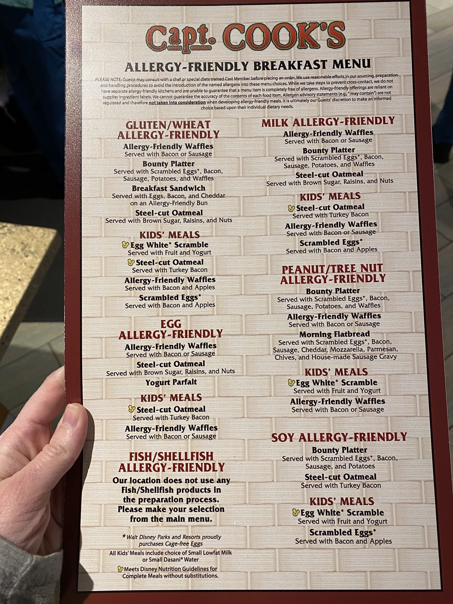Captain Cook's Allergy Friendly Breakfast Menu — Gluten Free & Dairy ...