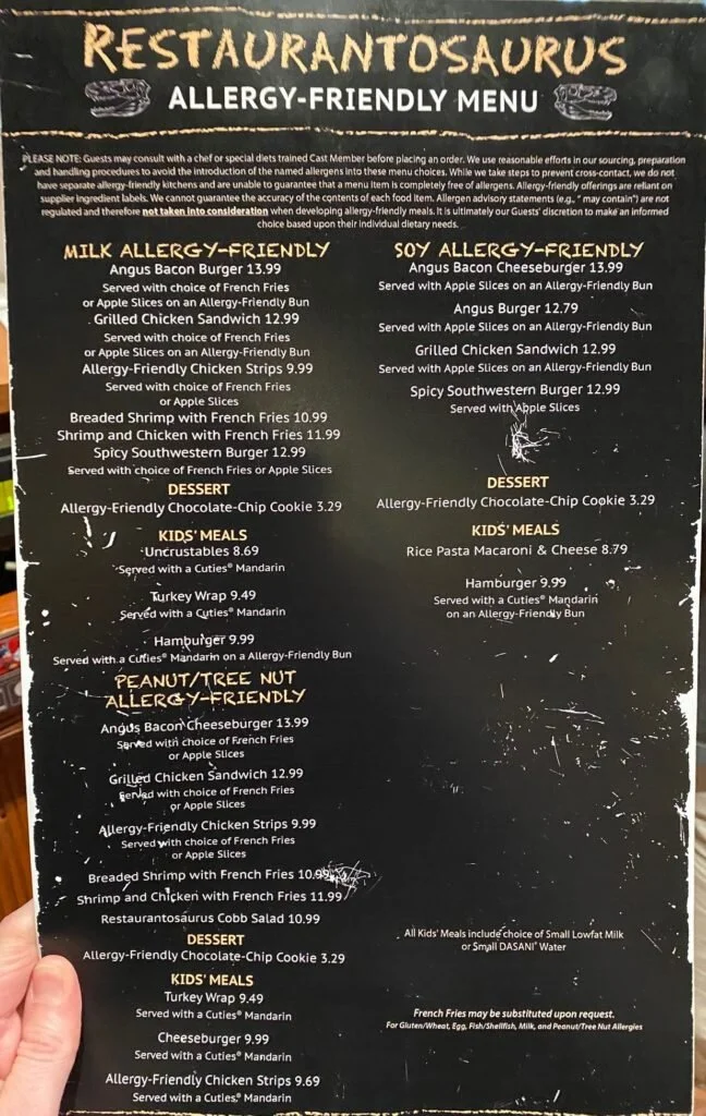Restaurantosaurus Allergy-Friendly Lunch & Dinner Menu — Gluten Free ...