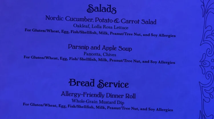 Arendelle Allergy-Friendly Dinner Menu (Disney Wish) — Gluten Free ...