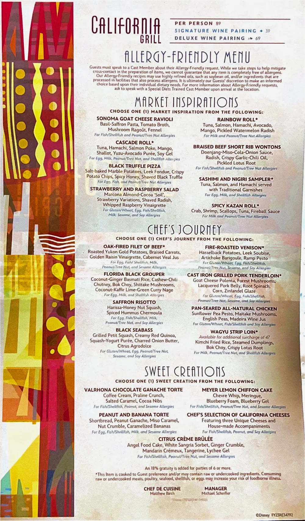 California Grill Allergy-Friendly Dinner Menu — Gluten Free & Dairy ...