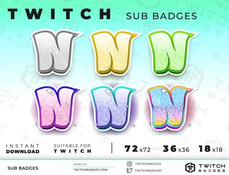 Chibi Letter M Twitch sub badges — Twitchbadges