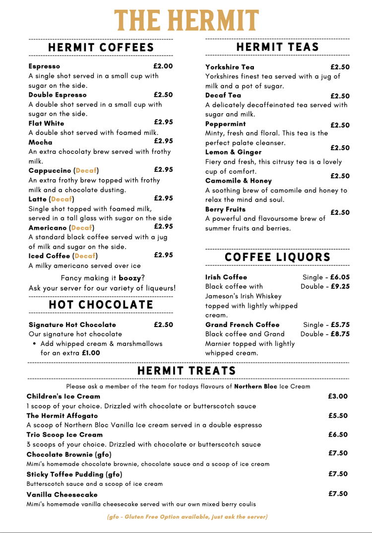 Food — The Hermit Inn - Burley Woodhead