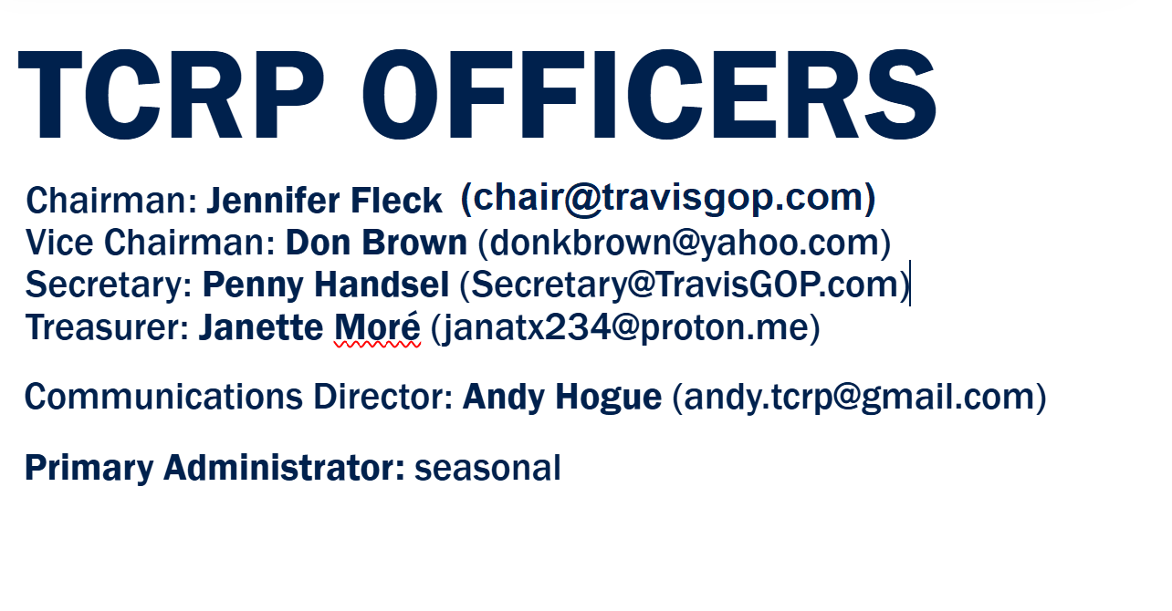 TCRP Officers — Travis County Republican Party