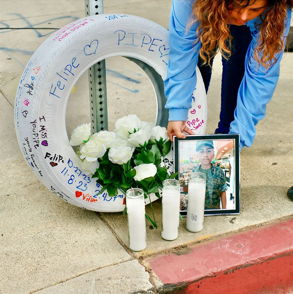 Ghost Tire Memorial for 15 year-old, Felipe Manuel Infante-Avalos ...