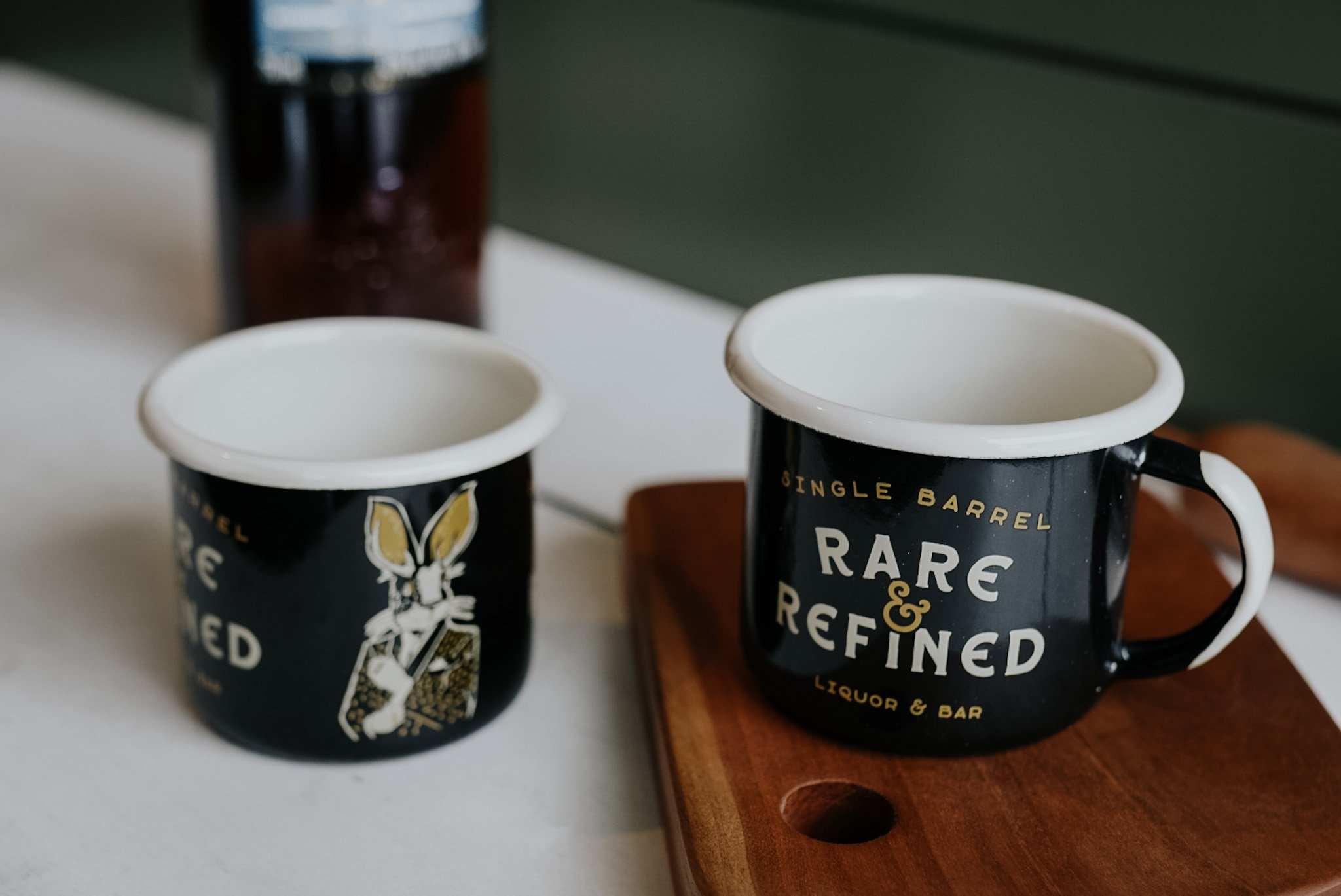 Rare & Refined Enamel Mug — Single Barrel Liquor & Bar