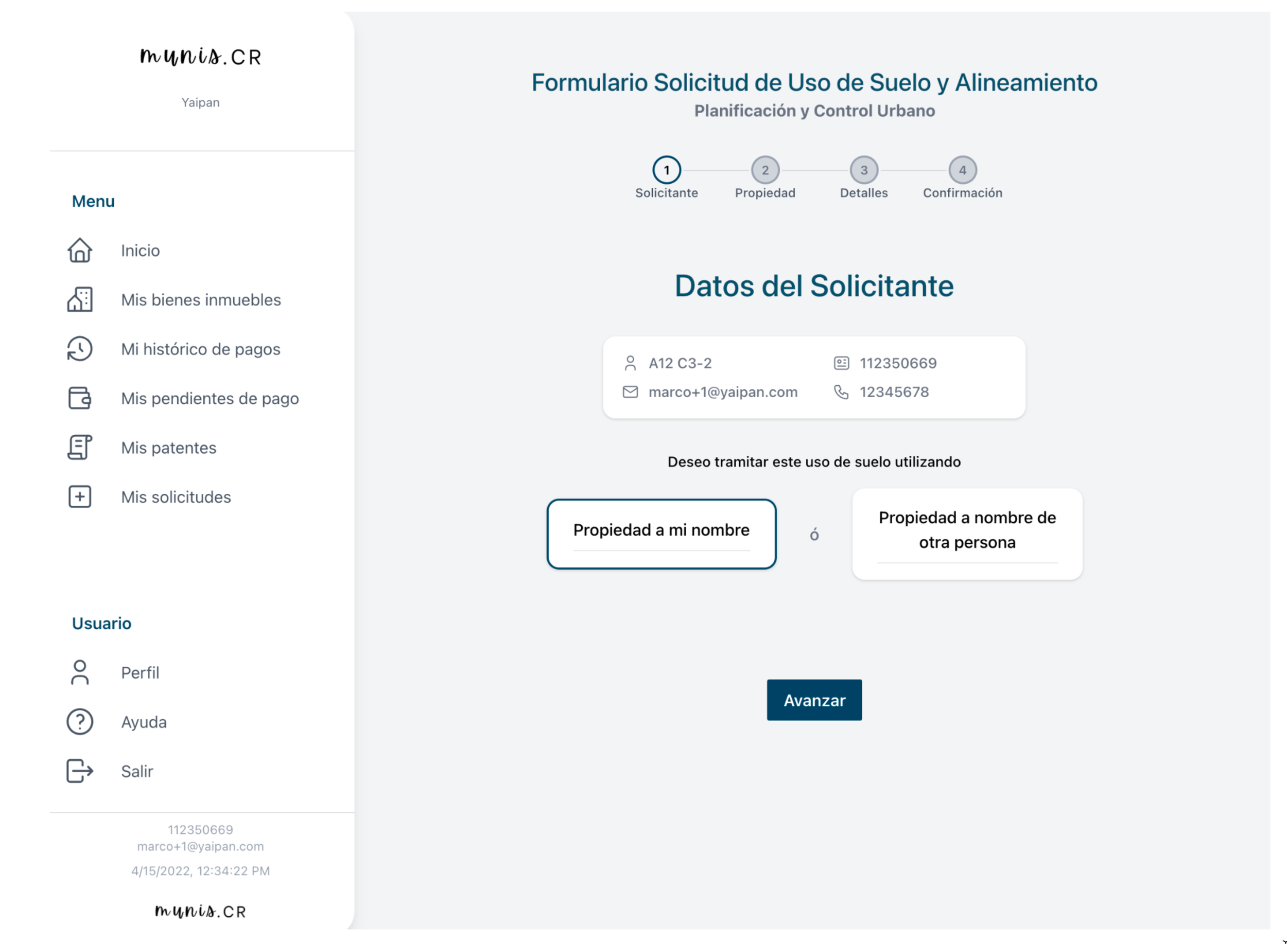 Solicitud de Uso de Suelo — Munis.cr