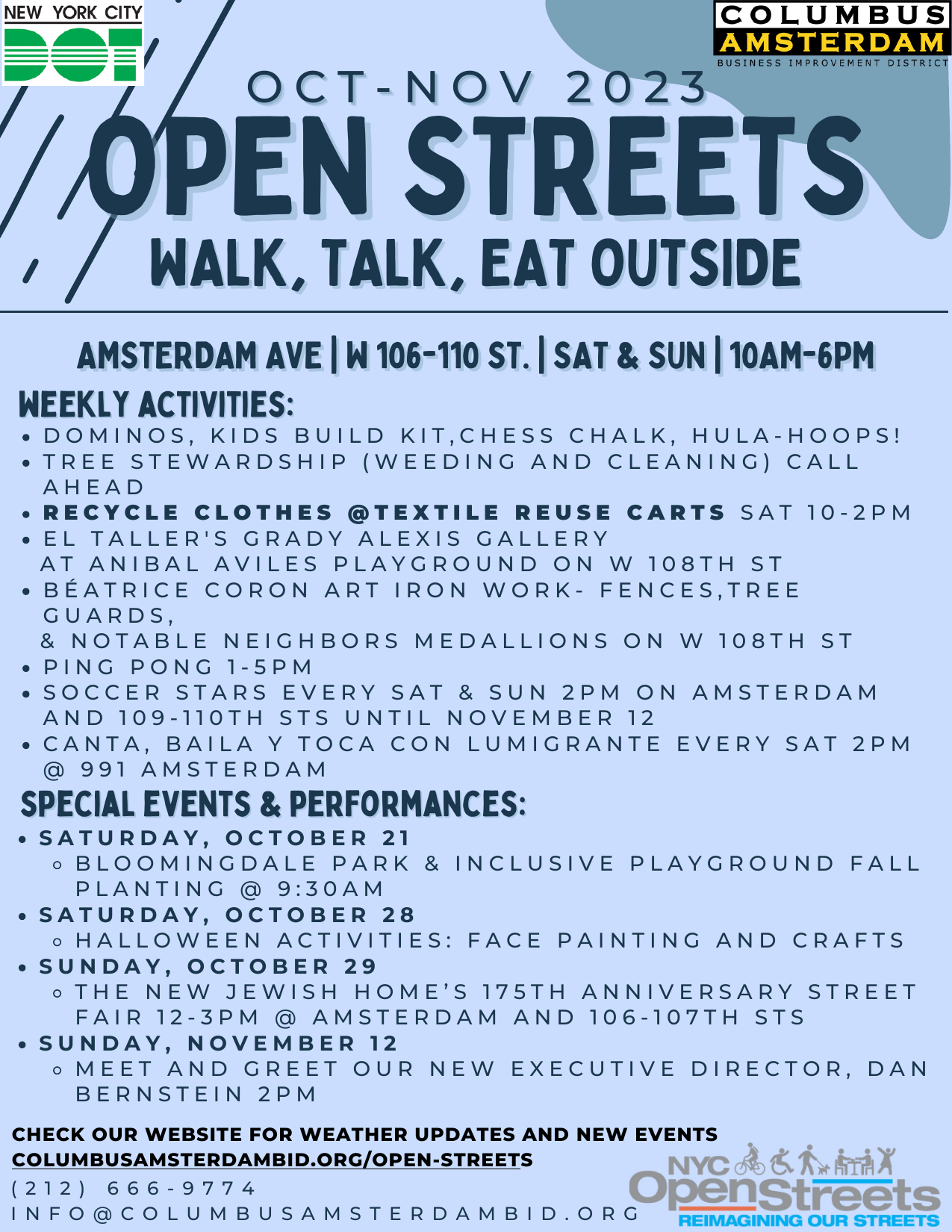 October/November Open Streets Events — Columbus-Amsterdam BID