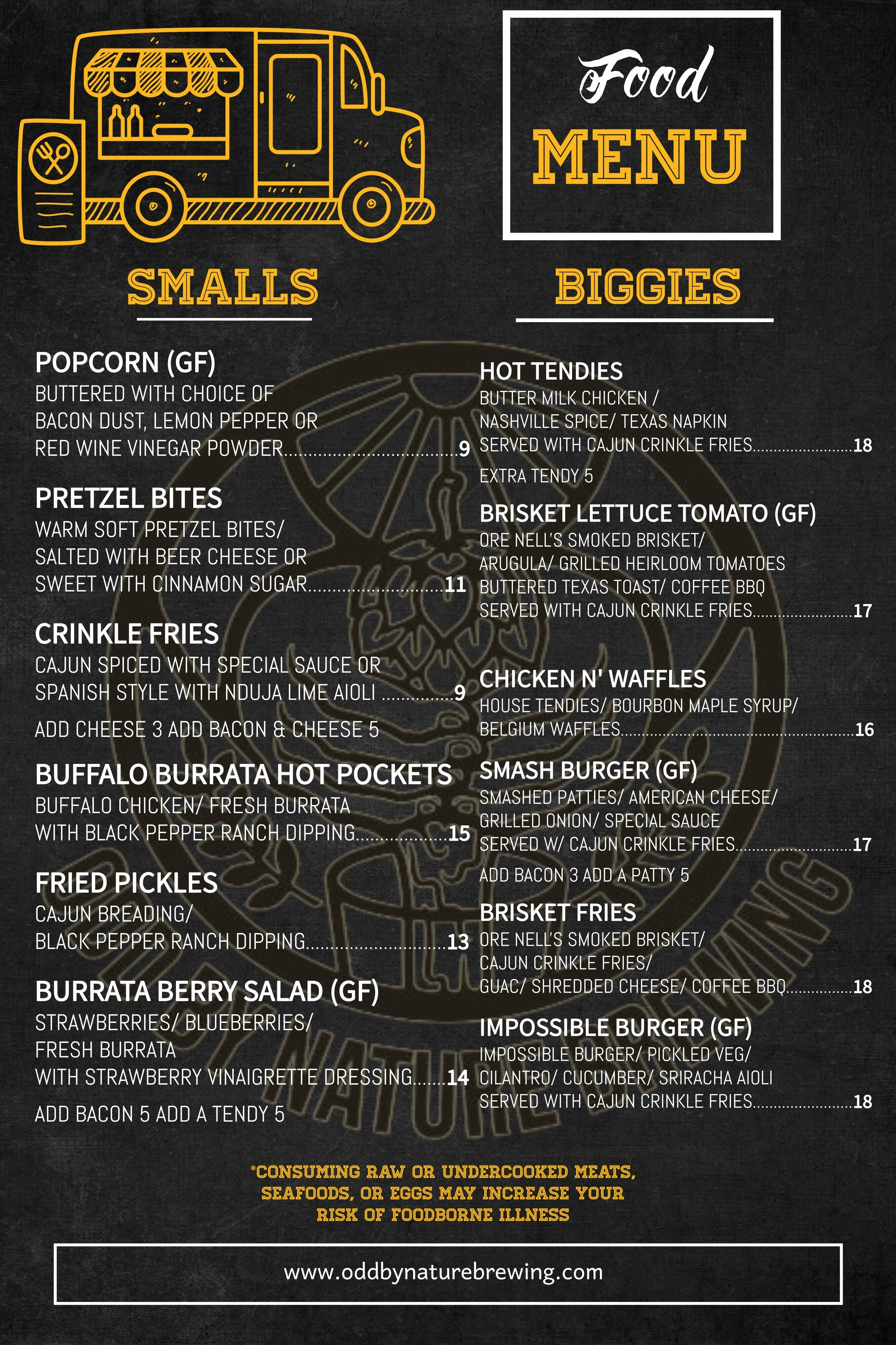 Menus — ODD BY NATURE BREWING