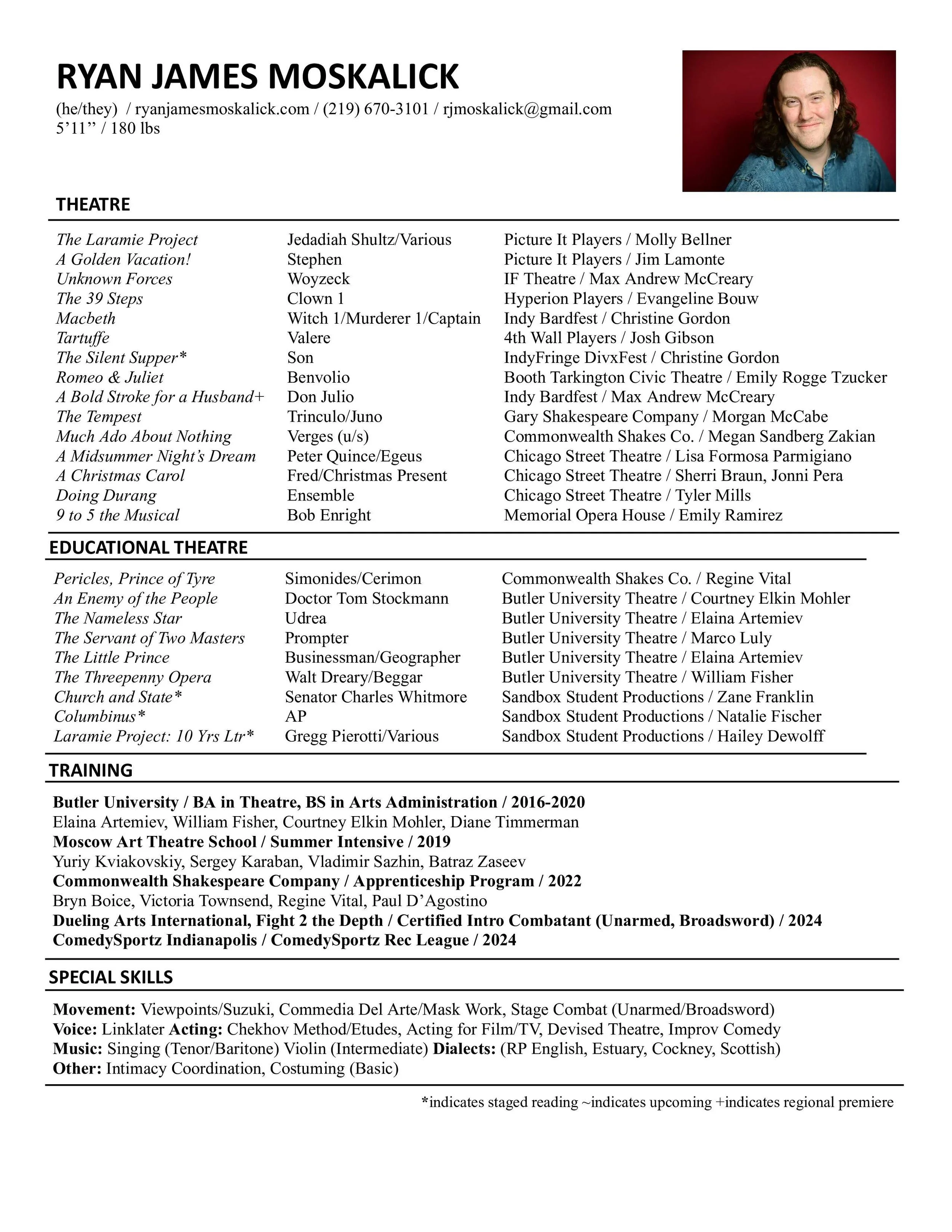 Resume/Headshots — Ryan James Moskalick