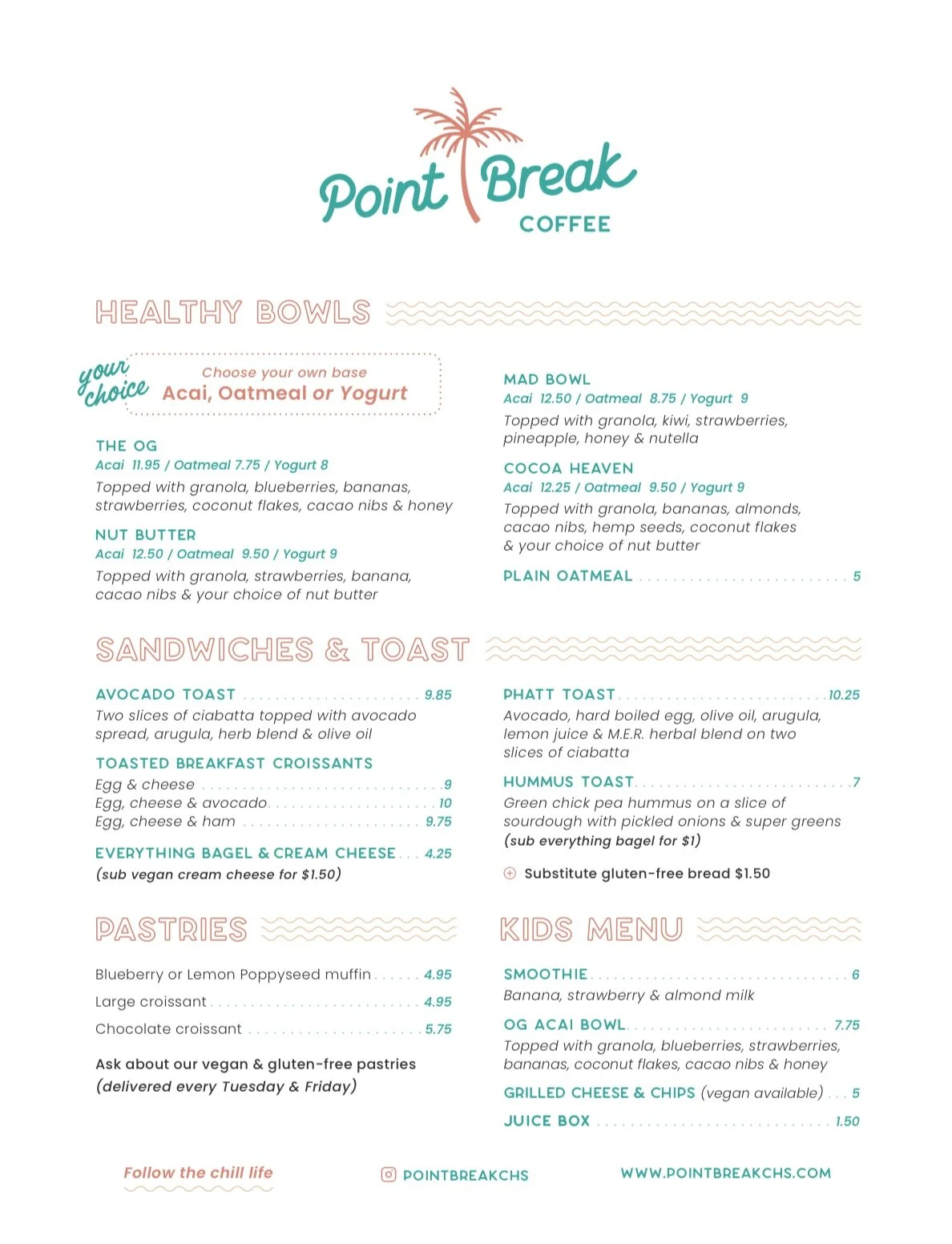 Menus — Point Break Coffee & Drive-Thru