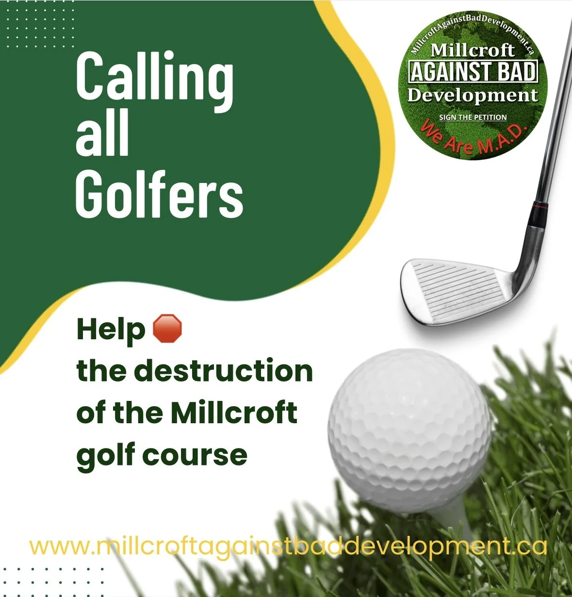 Calling All Golfers — Millcroft Against Bad Development