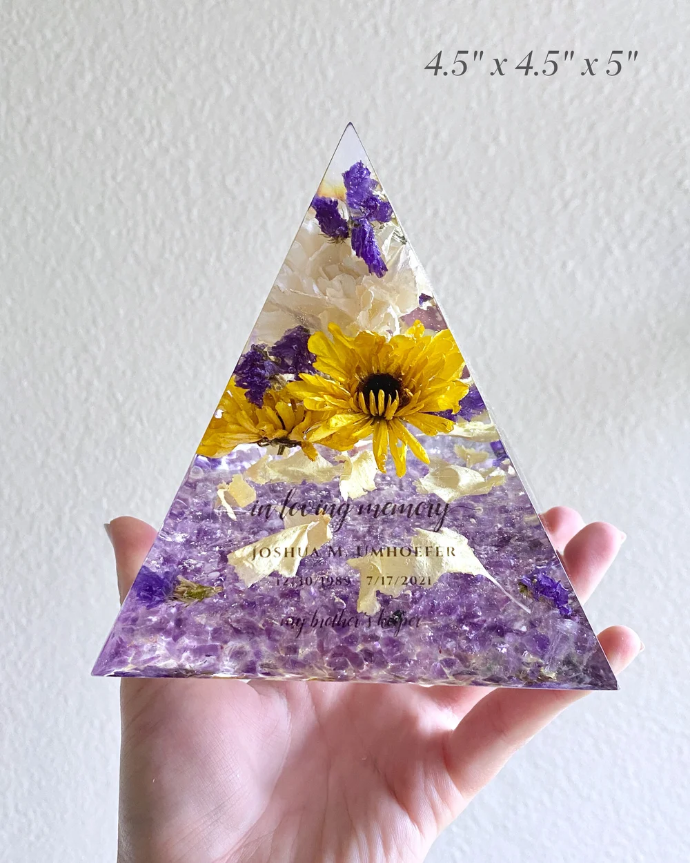 Custom Cremated Ashes Colored Pyramid — MarinaMakesArt - Modern Resin ...