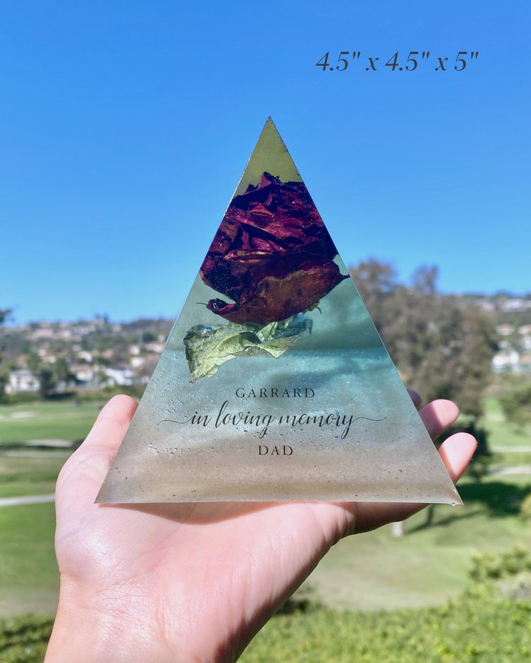 Custom Cremated Ashes Colored Pyramid — MarinaMakesArt - Modern Resin ...