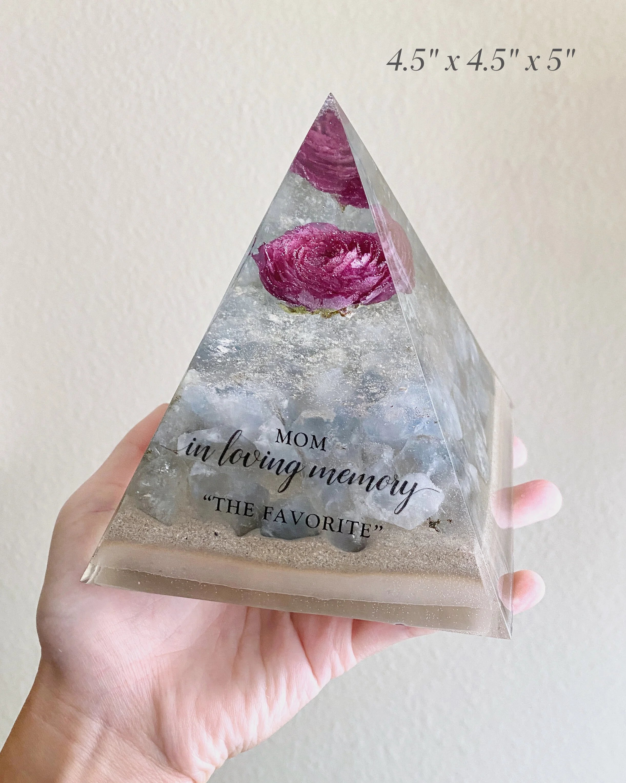 Custom Memorial Pyramid, Custom Cremation Ash Resin Pyramid, Cremation ...