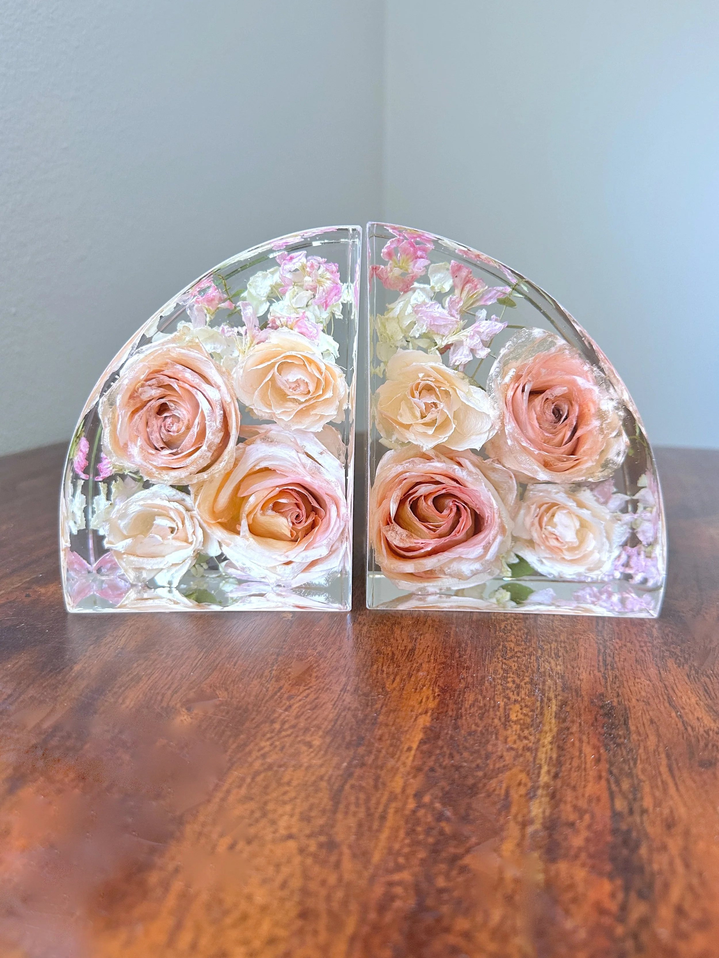 Custom Flower Bookends — MarinaMakesArt - Modern Resin Art by Marina Nara