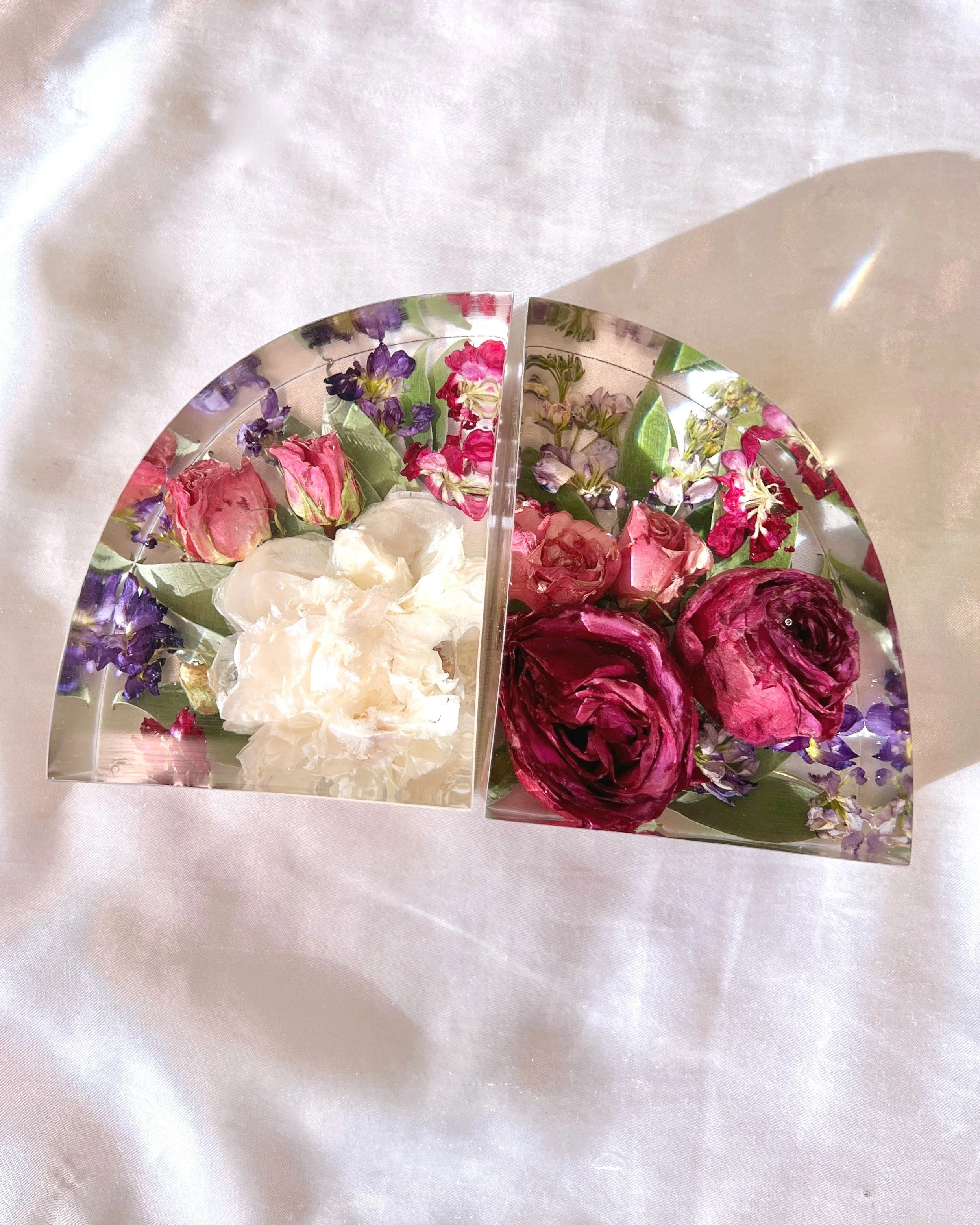 Custom Flower Bookends — MarinaMakesArt - Modern Resin Art by Marina Nara