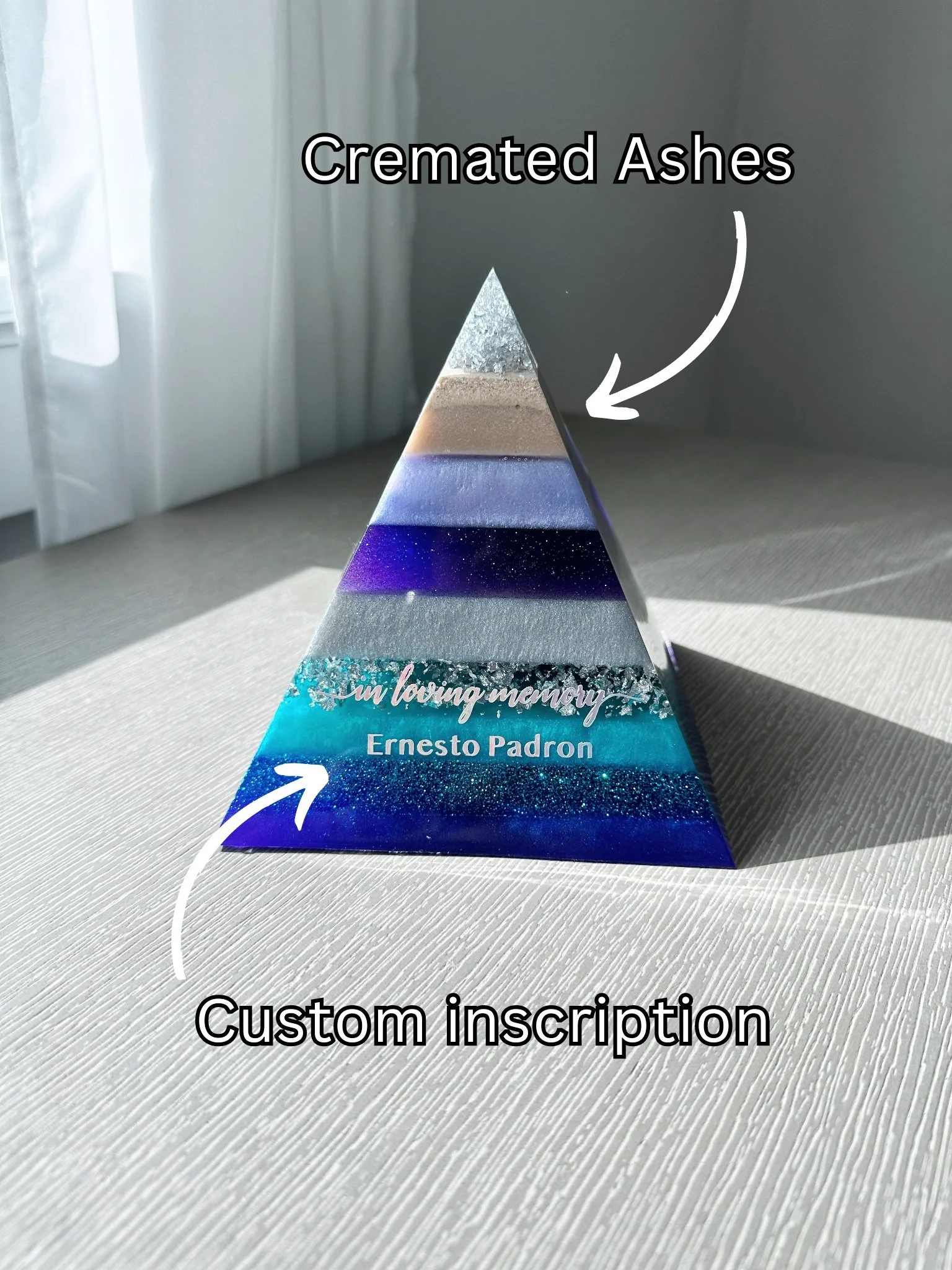 Custom Memorial Pyramid, Custom Cremation Ash Resin Pyramid, Cremation ...
