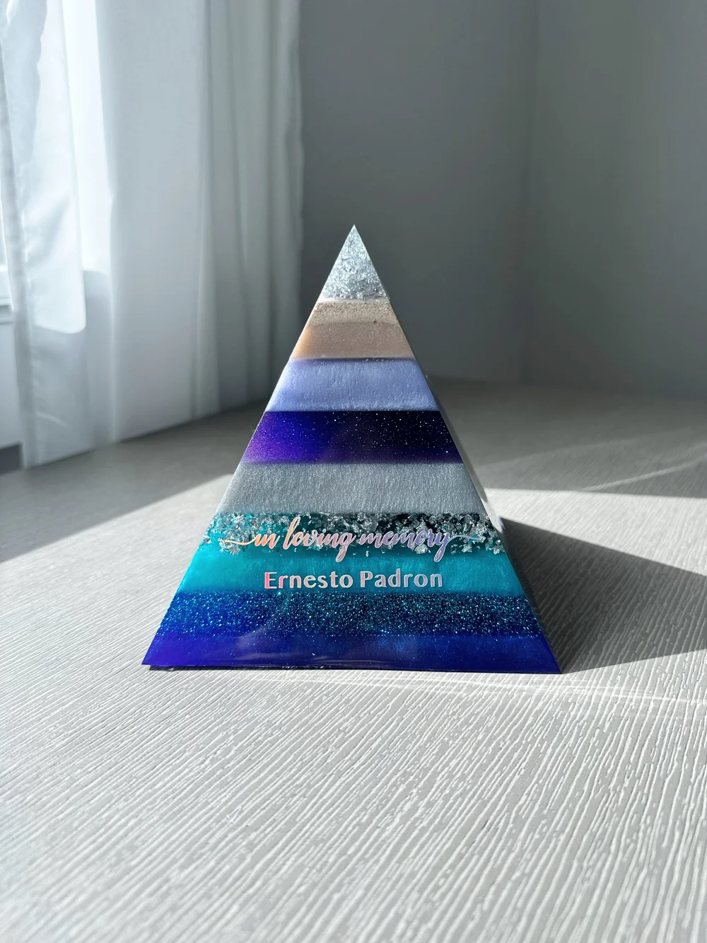 Custom Memorial Pyramid, Custom Cremation Ash Resin Pyramid, Cremation ...