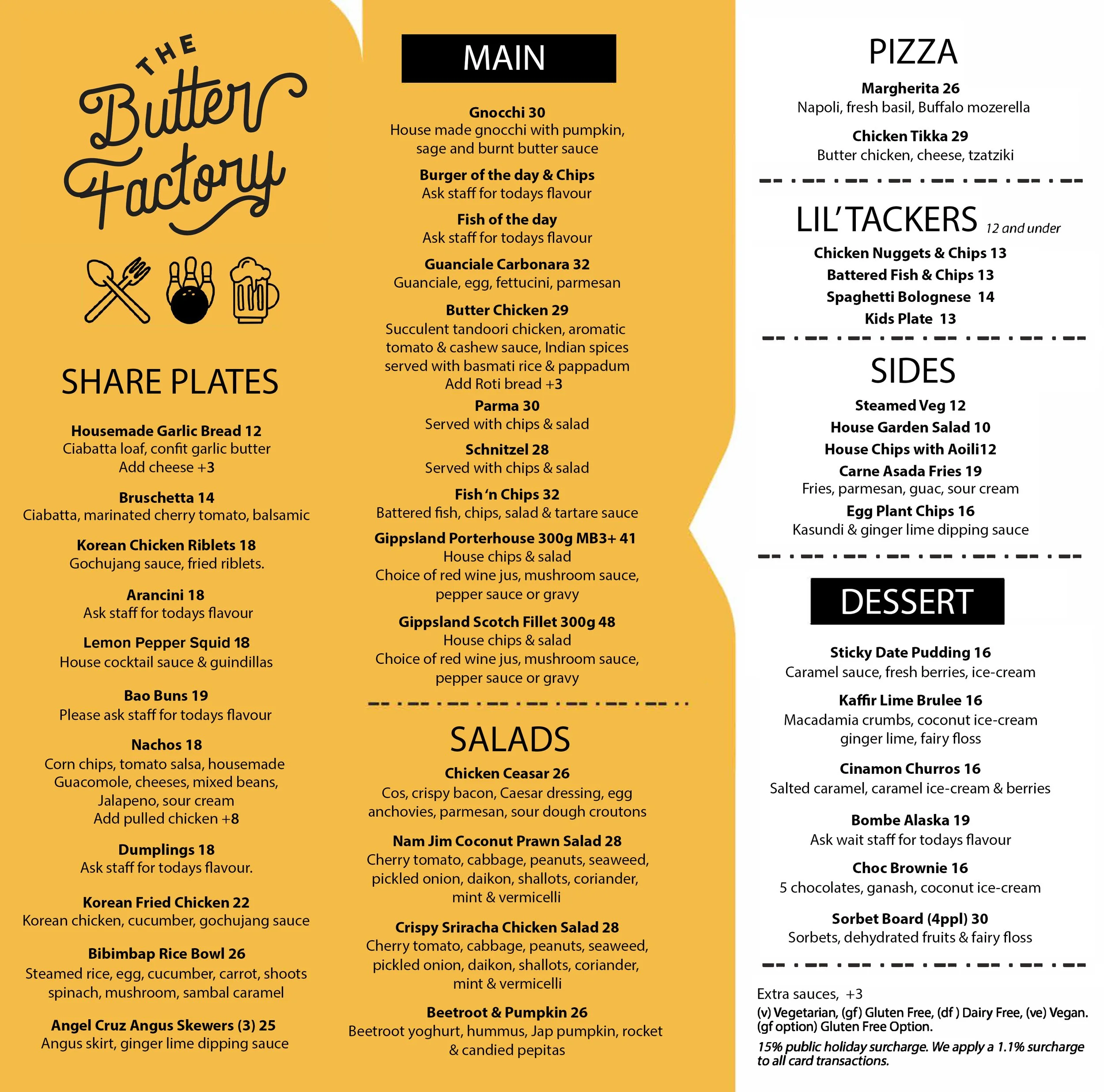 Menu I The Butter Factory