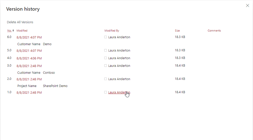 Version History in SharePoint — Laura Anderton