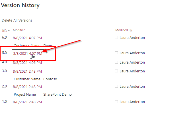 Version History in SharePoint — Laura Anderton