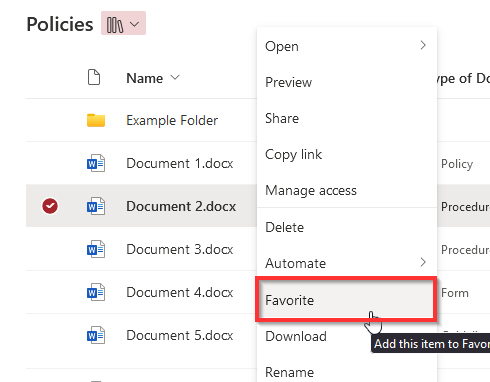 Favouriting files and folders in SharePoint and OneDrive — Laura Anderton